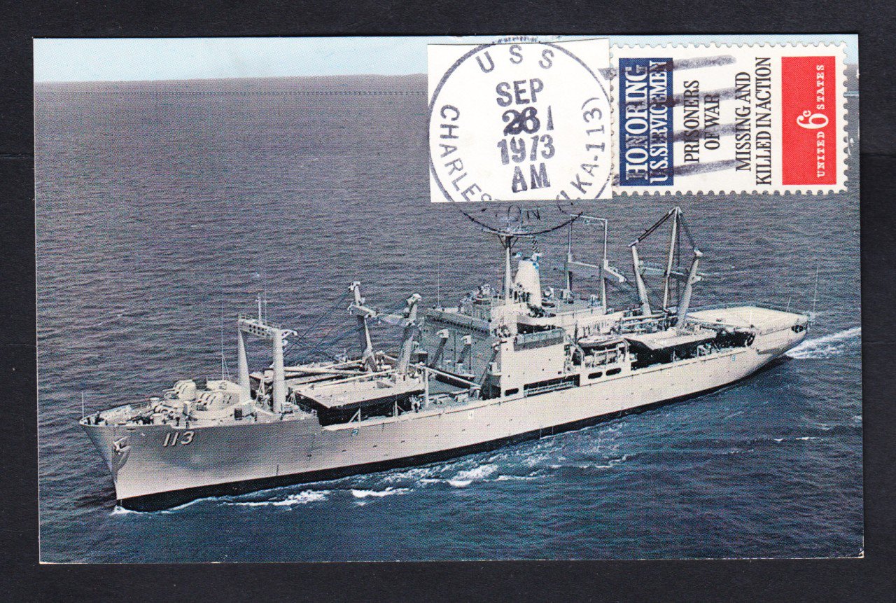 Amphibious Cargo Ship USS CHARLESTON LKA-113 Naval Cover Ship Postcard