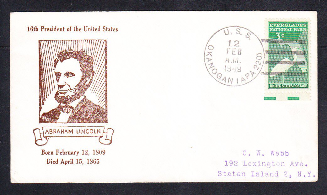 Attack Transport USS OKANOGAN APA-220 Abraham Lincoln's Birthday 1949 ...