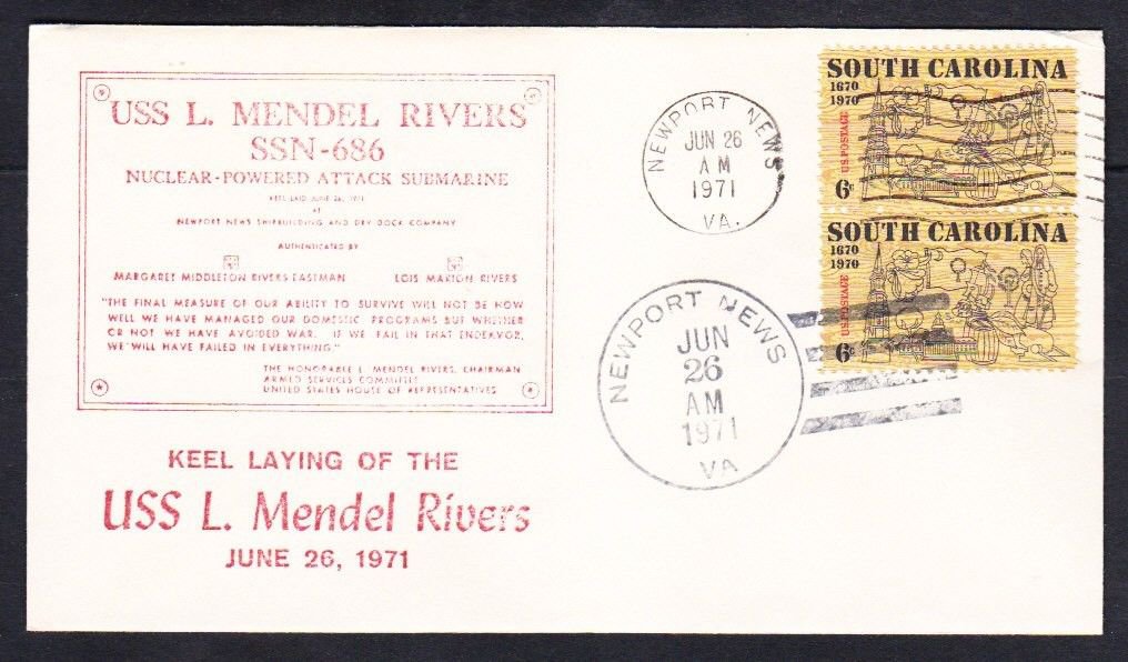 Nuclear Attack Submarine USS L. MENDEL RIVERS SSN-686 KEEL LAYING Naval ...