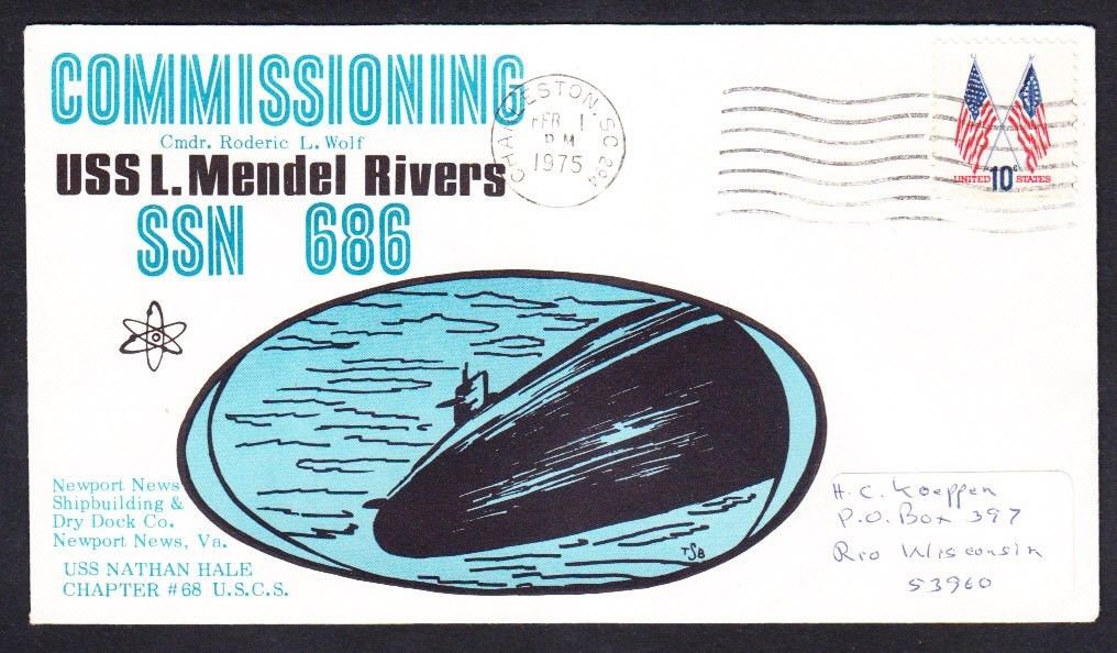 Submarine USS L. MENDEL RIVERS SSN-686 COMMISSIONING Naval Cover