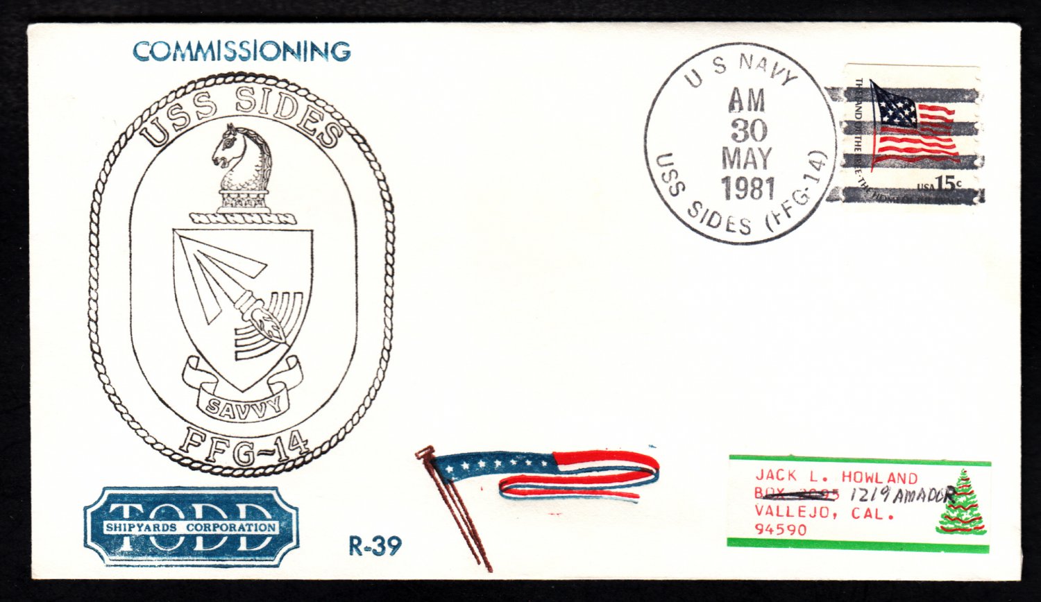 Guided Missile Frigate USS SIDES FFG-14 COMMISSIONING Naval Cover