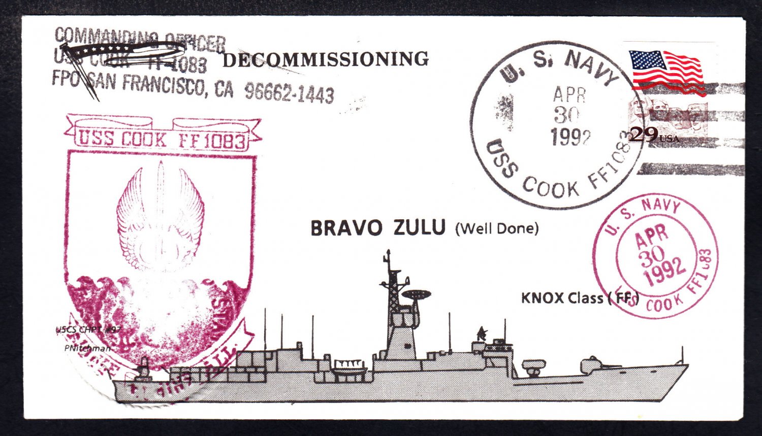 Fast Frigate USS COOK FF-1083 DECOMMISSIONING Naval Cover