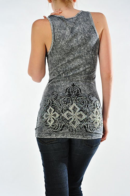 Womens Vocal Tank Top Chopper Rhinestone Sexy Shirt