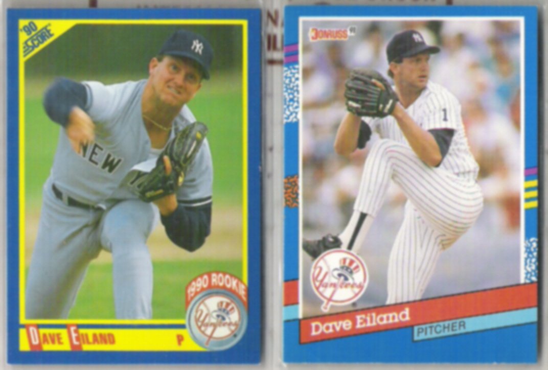 DAVE EILAND 1990 Score Rookie + 1991 Donruss. YANKEES