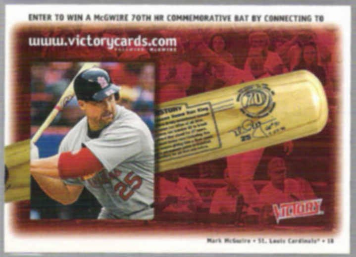 MARK McGWIRE 2000 Upper Deck Victory Bat Contest Card. CARDS