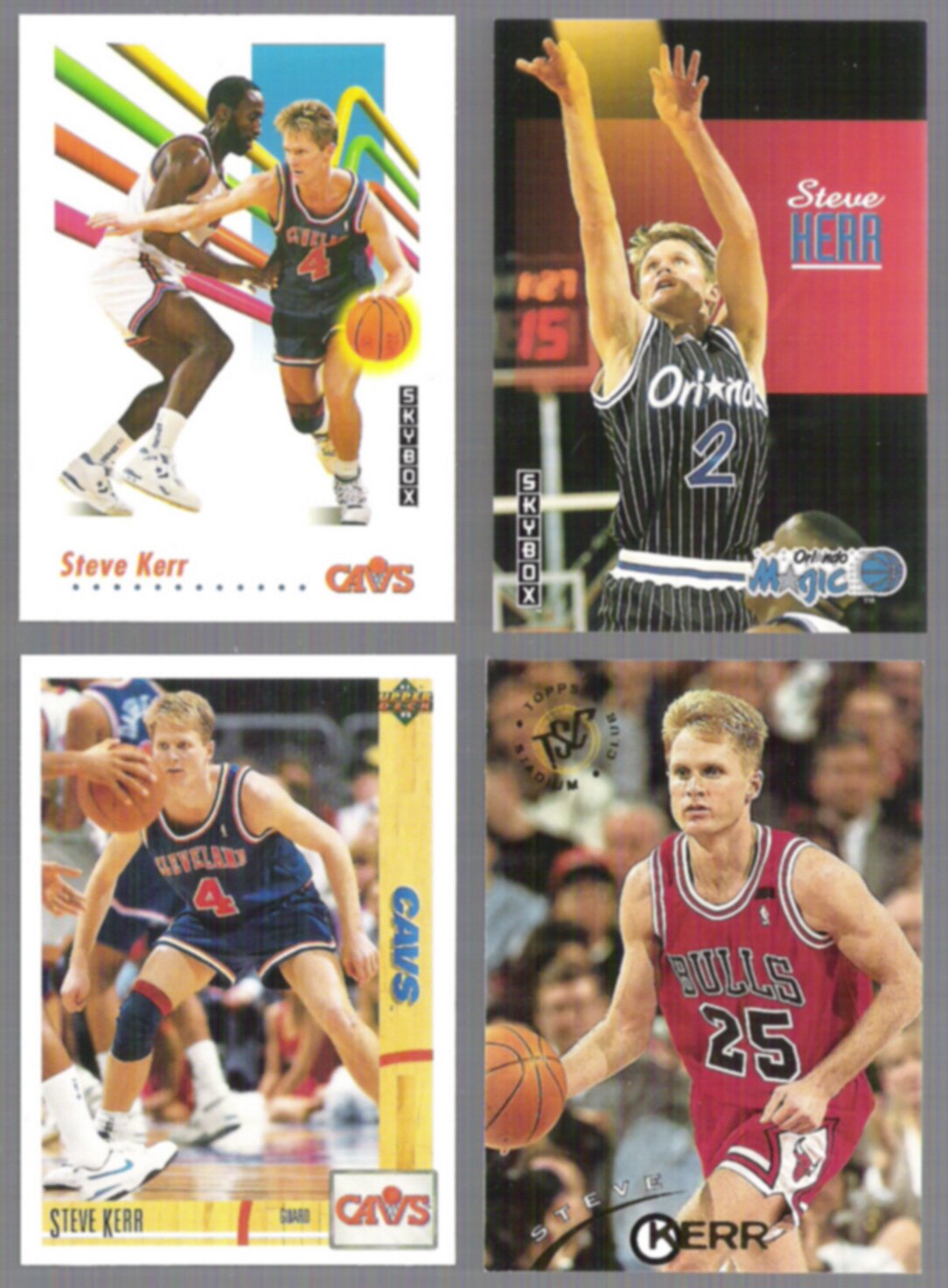STEVE KERR (4) Card Lot (1991 - 1994) CAVS / MAGIC / BULLS