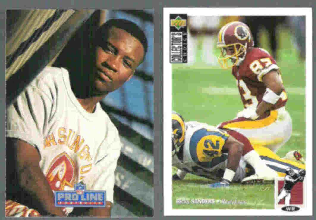 RICKY SANDERS 1991 Portraits #84 + 1994 Upper Deck CC #262. REDSKINS