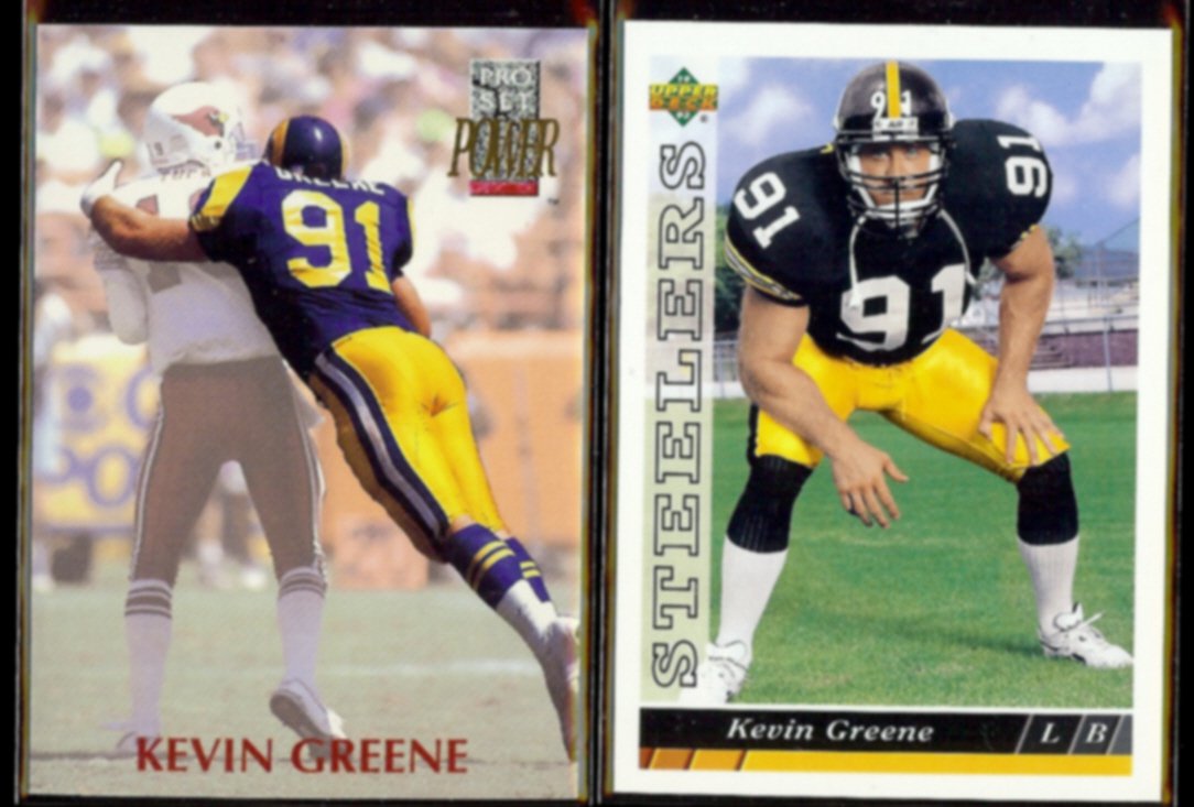 KEVIN GREENE 1992 Power #91 + 1993 Upper Deck #518. RAMS / STEELERS