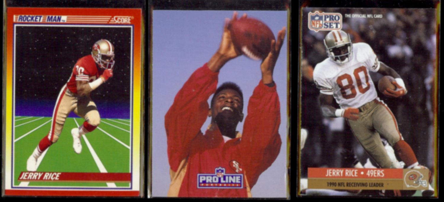 JERRY RICE (3) Card Lot (1990 + 1991). 49ers