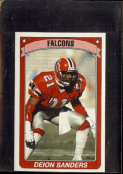 DEION SANDERS 1990 Panini mini Sticker #216. FALCONS