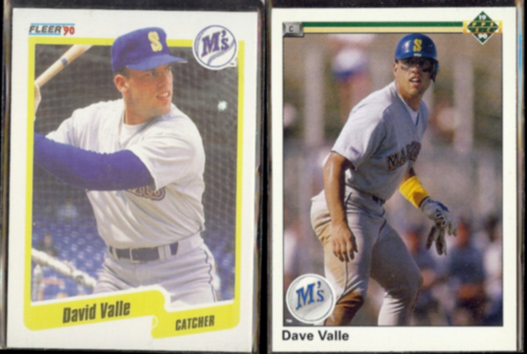 DAVE VALLE 1990 Fleer #527 + 1990 Upper Deck #451. MARINERS