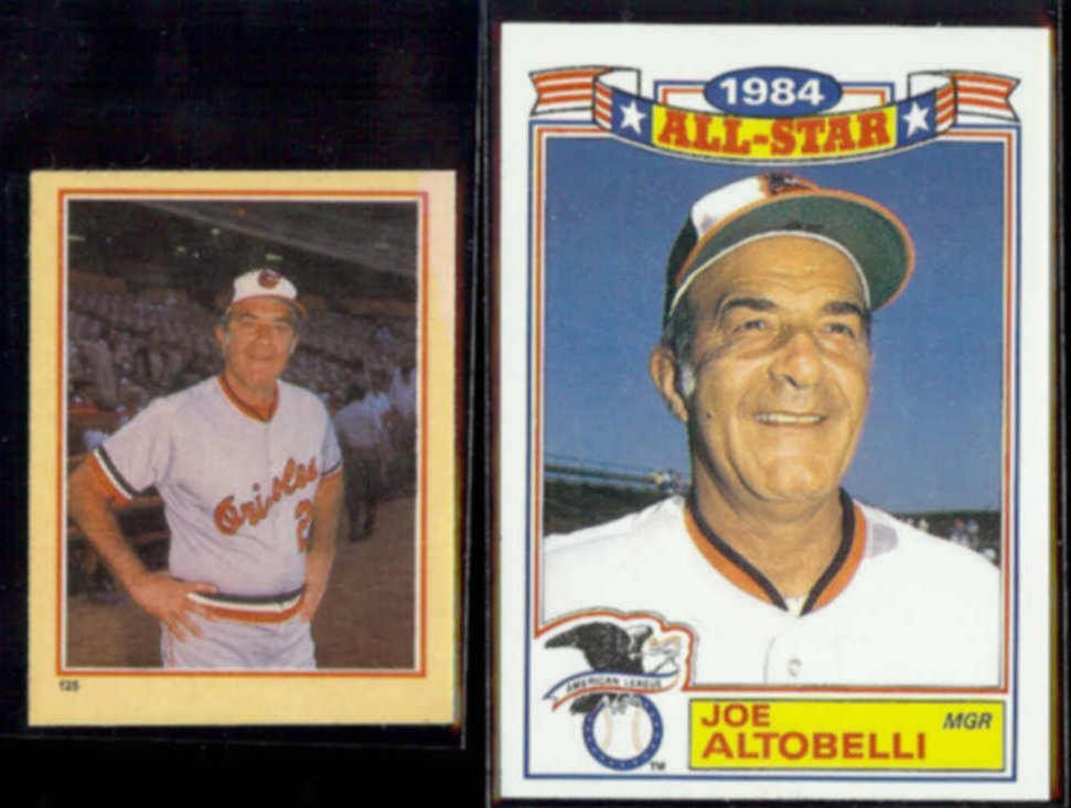 JOE ALTOBELLI 1984 Fleer Star Stickers mini #125 + 1985 Topps AS Glossy ...