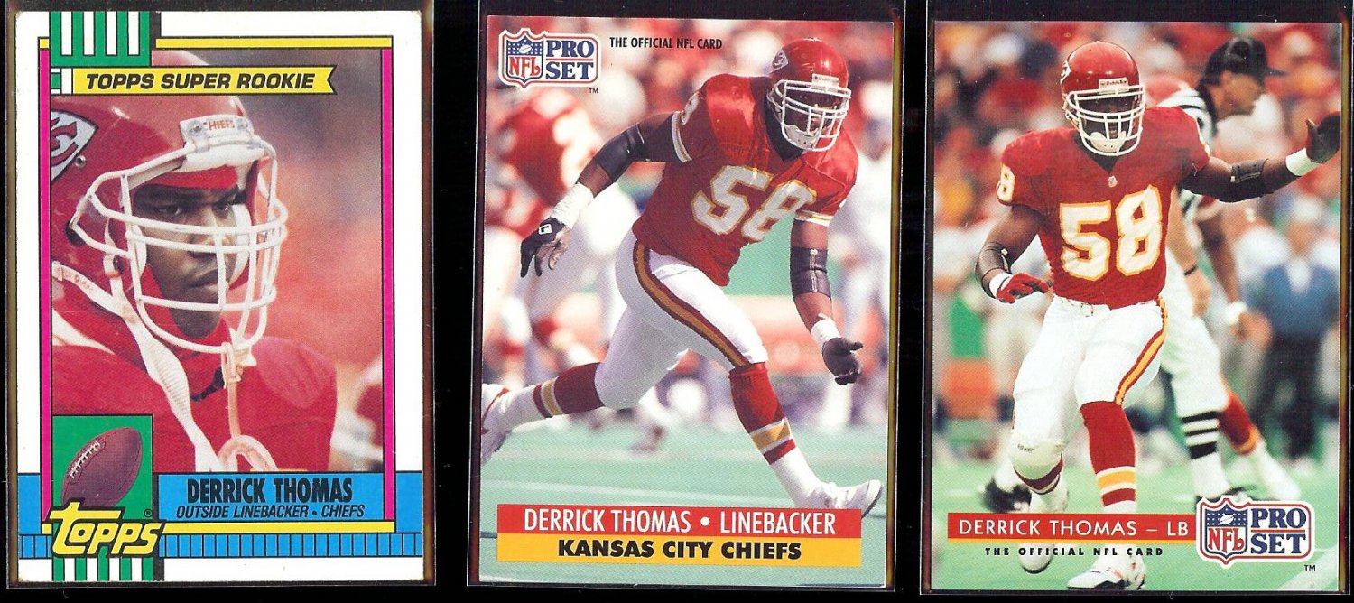 DERRICK THOMAS 1990 Topps Super Rookie + 1991 + 1992 Pro Set. CHIEFS