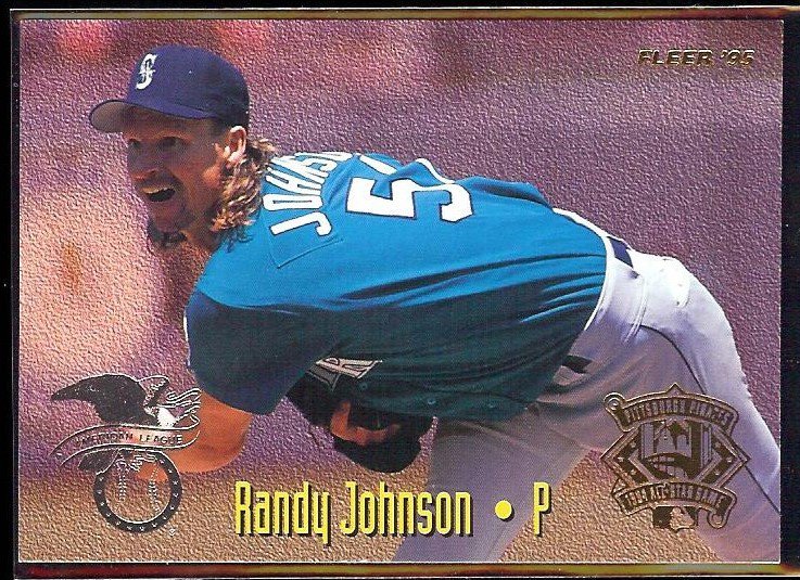 RANDY JOHNSON 1995 Fleer All Star Insert w/ J. Hudek #21 of 25. MARINERS
