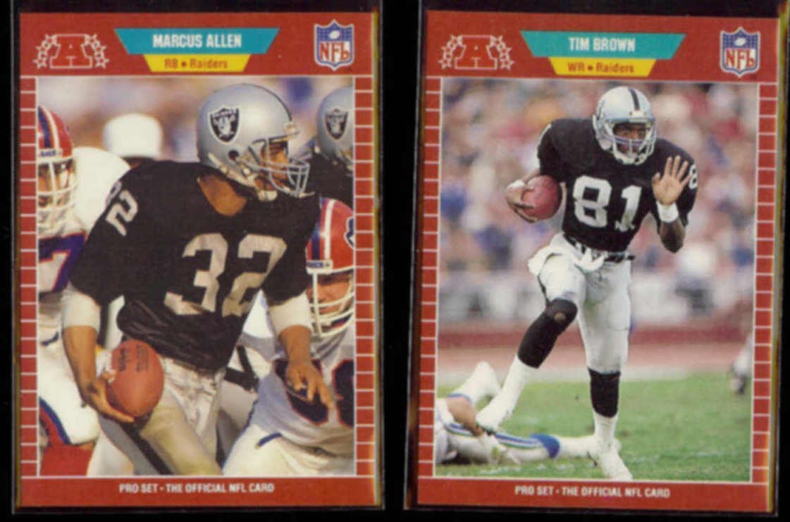 MARCUS ALLEN #182 + TIM BROWN #183 1989 Pro Set. RAIDERS