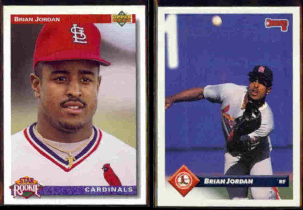 BRIAN JORDAN 1992 Upper Deck Star Rookie + 1993 Donruss. CARDS