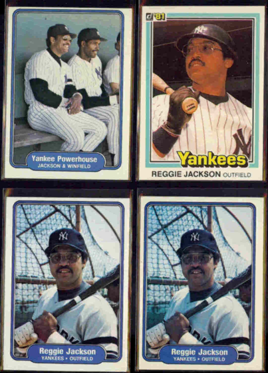 REGGIE JACKSON (4) Card OC Lot w/ (3) 1982 Fleer + 1981 Donruss. YANKEES