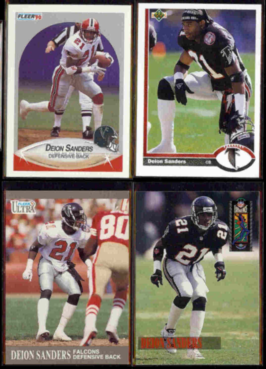 DEION SANDERS (4) Card Lot (1990, 1991 + 1994). FALCONS
