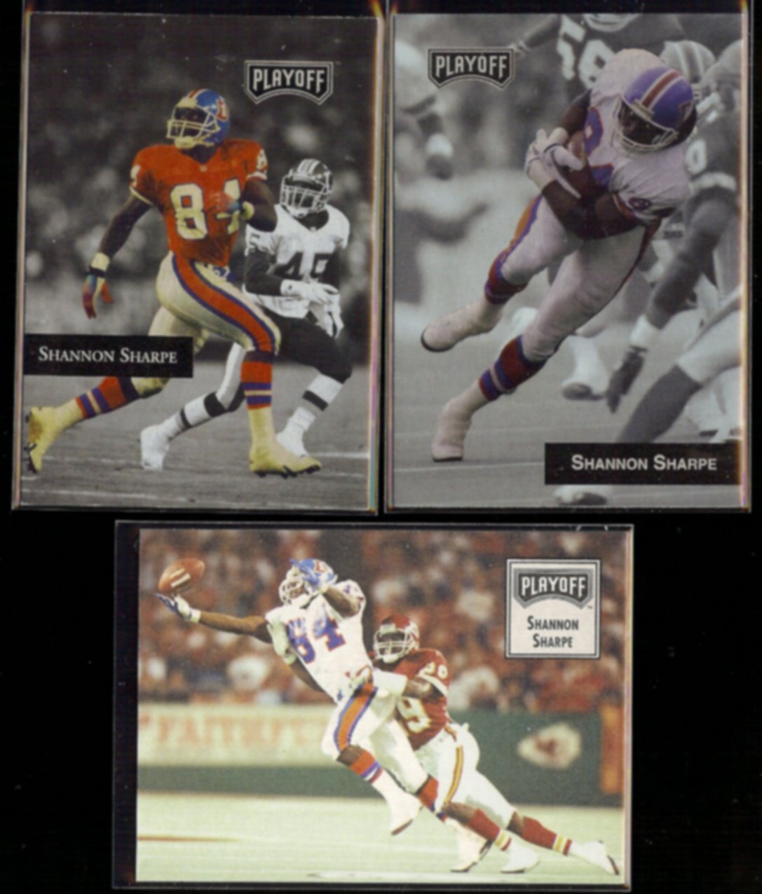 SHANNON SHARPE (3) Card Playoff Lot (1992 + 1993). BRONCOS