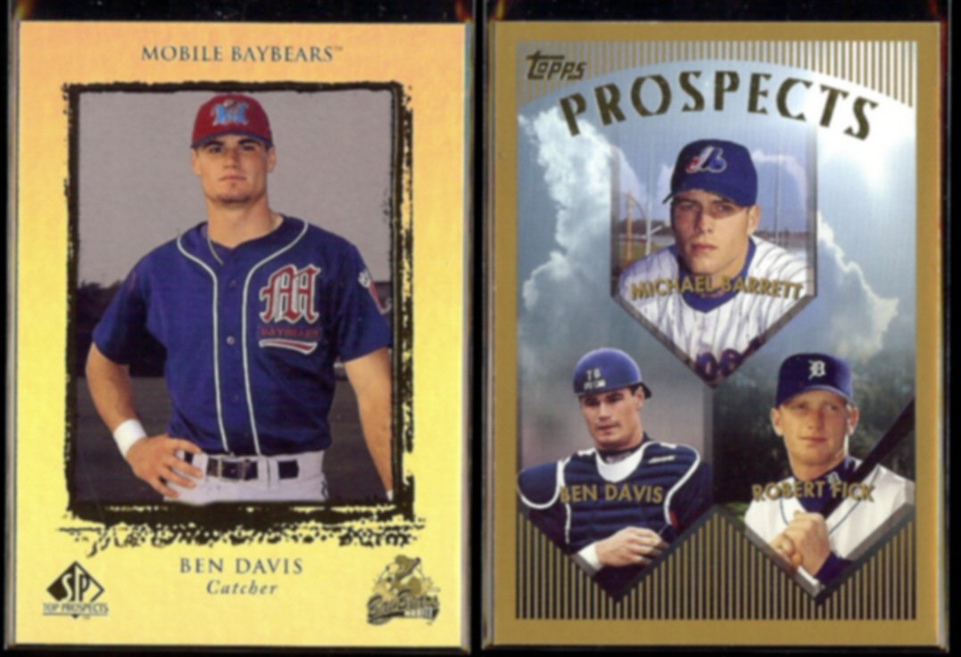 BEN DAVIS 1999 UD SP Prospects Foil + 1998 Tops Prospects. BAYBEARS ...