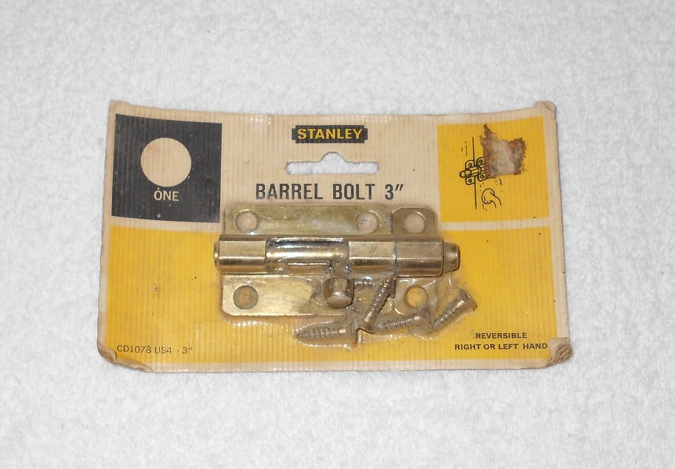 Stanley - Vintage 3 Inch Barrel Bolt & Screws - Brass Plated Steel ...