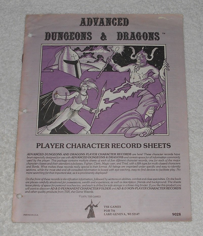 Player Character Record Sheets - Cover Sheet Only - Advanced Dungeons ... Player Character Record Sheets - Cover Sheet Only - Advanced Dungeons ...