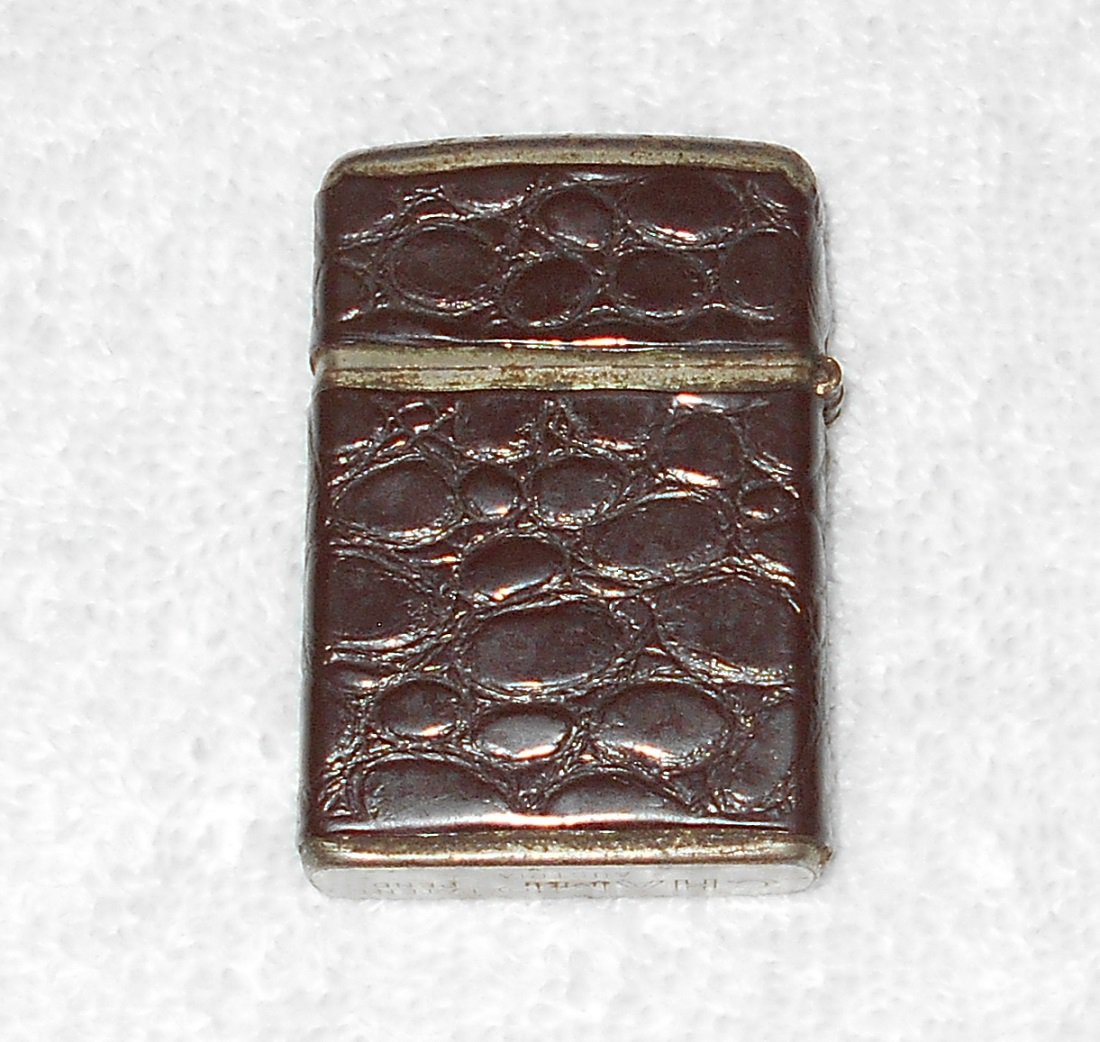 Champ Lighter - Stainless Steel w/ Brown Leather - Hinged Lid - Austria ...