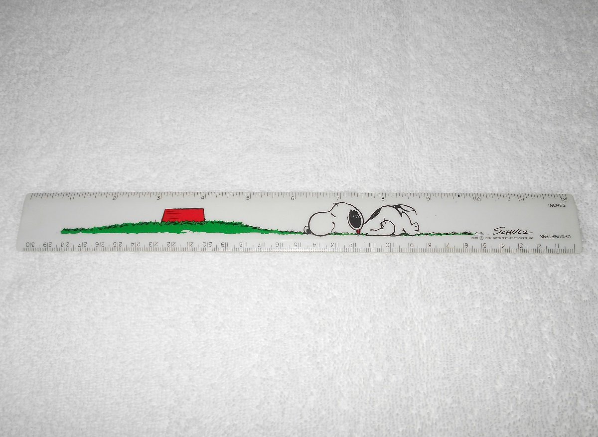 Peanuts - Vintage Snoopy & Dog Food Bowl Ruler - 12 Inches - Hallmark - USA