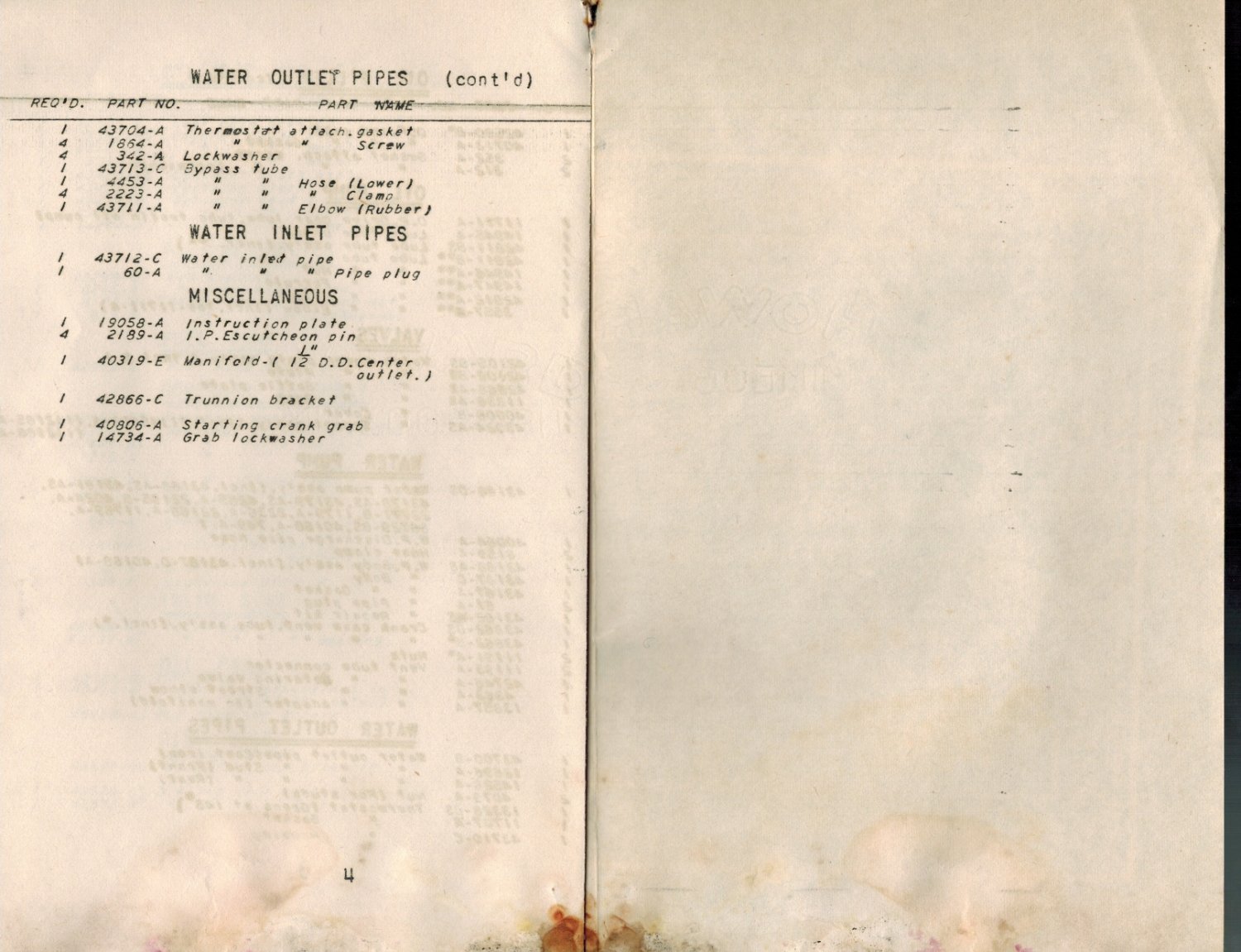 Hercules Model JXD Engine Supplementary Parts List Pamphlet Thew Shovel ...