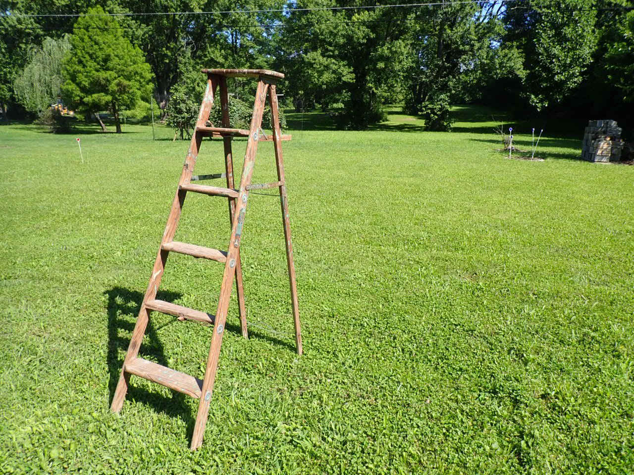 Ladder Wooden 6 ft/5-step Made in USA/Antique 1950s Blue Ribbon Line ...