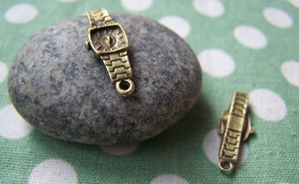 30 pcs of Antique Bronze Lovely Wrist Watch Charms 8x23mm A497