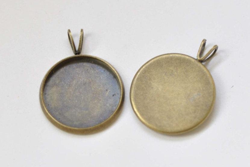 Antique Bronze Double Loop V Shape Pendant Tray Blank Base Setting Set ...