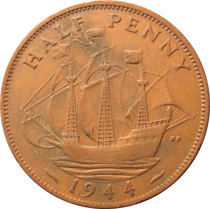 1944 Great Britain Half Penny