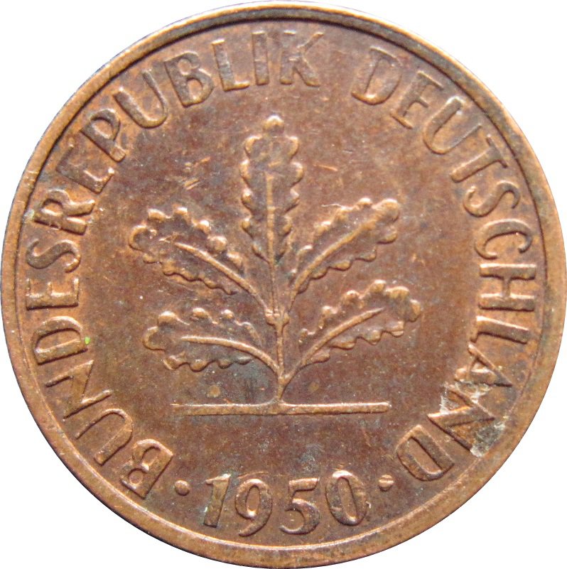 1950 J Germany 1 Pfennig
