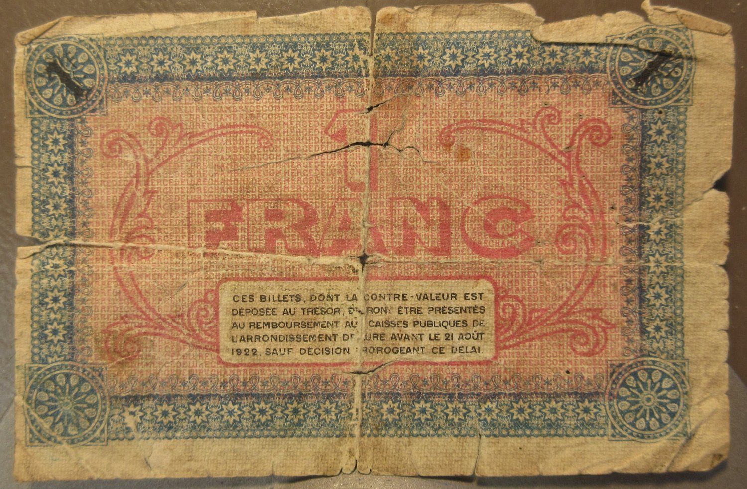 Lure - Pirot 76-22 - 1 franc - Série EK 136 - 21/08/1917 - Etat : TTB+ 4538
