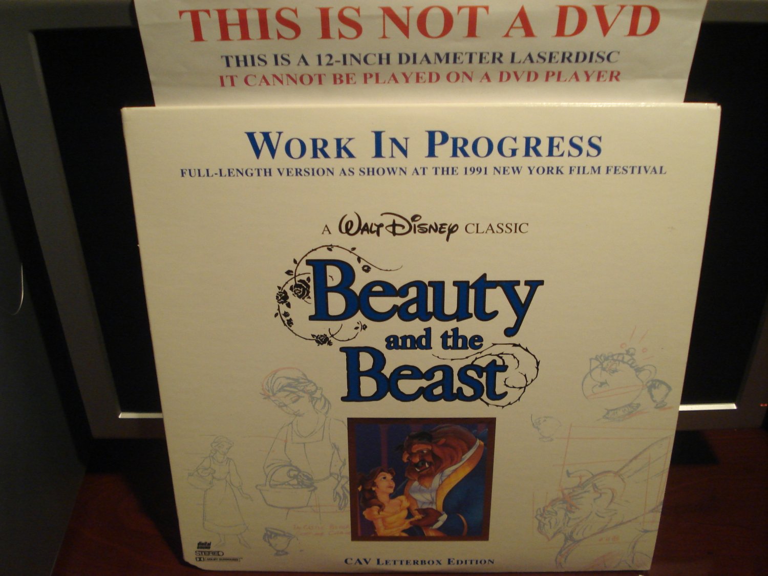LD Disney BEAUTY AND THE BEAST: WORK IN PROGRESS 1990 Lot#17 CAV LTBX ...