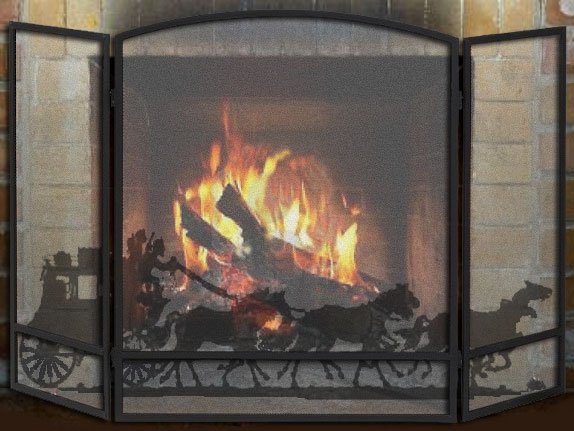 Stagecoach Themed Fireplace Screen