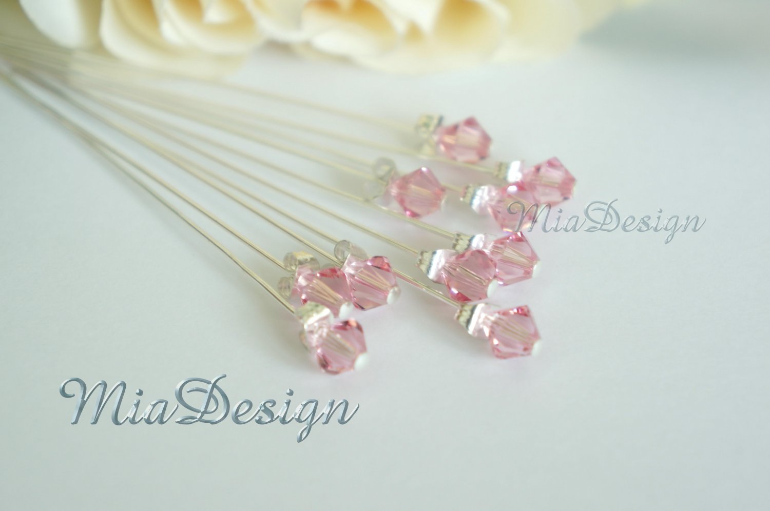 Swarovski Light Rose Crystal Stem for Wedding Bouquet Flower / Cake ...
