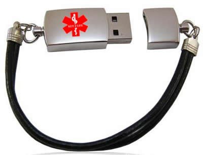 2 Gb Medical Alert USB Stylish Silver Bracelet EMR Emergency Medical ...