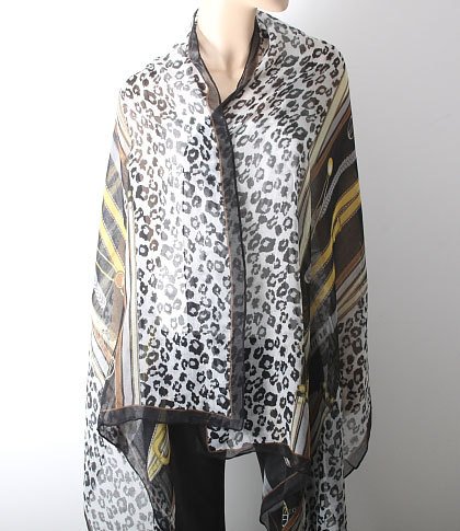 Very Large Animal Print Cotton Shawl - Brand New - Black Color Mix