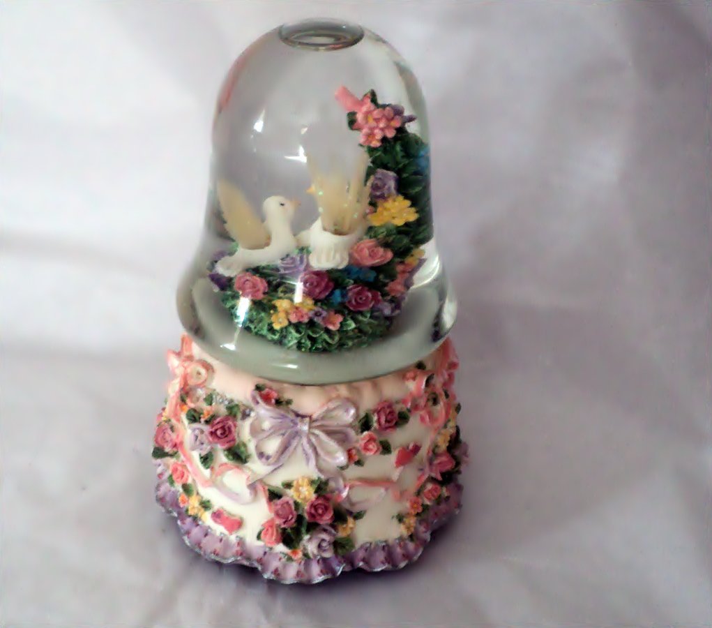 Two White Doves Globe Music Box with Lights Plays Our Love #400157