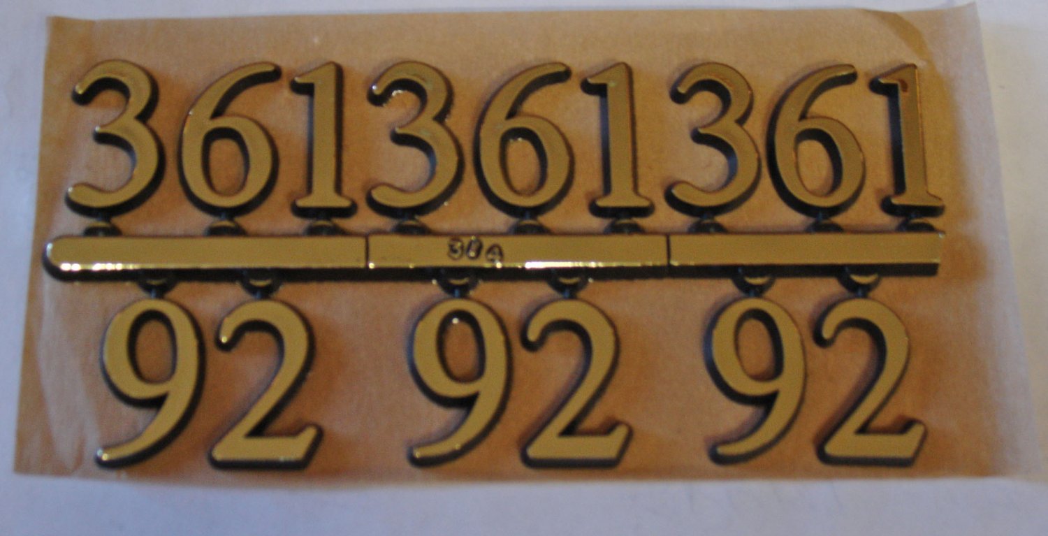 1" Classic Gold Clock or Craft Numerals -Numbers 3,6,9,12 - NC31-01