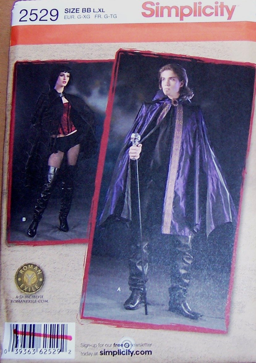 Simplicity Vampire bat wing capes pattern 2529 size L-XL, unisex.