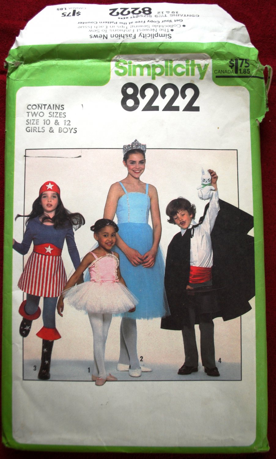 Simplicity 8222 vintage 1977 pattern for kid's costumes