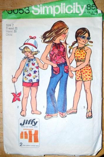 Vintage 1972 Simplicity 5053 children's Jiffy pattern bellbottom pants ...
