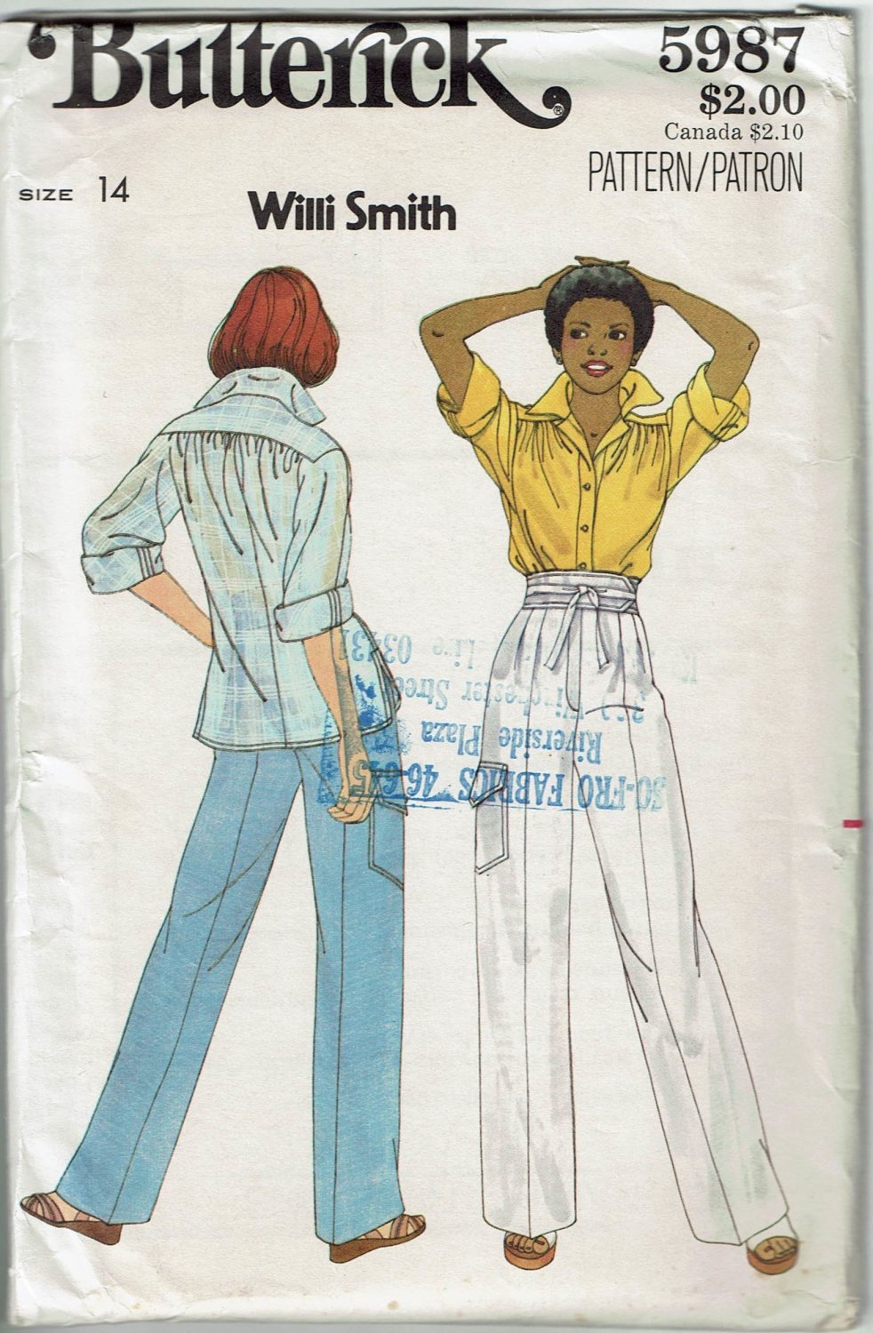 Butterick 5987 Willi Smith misses loose fitting top wrap around pants ...