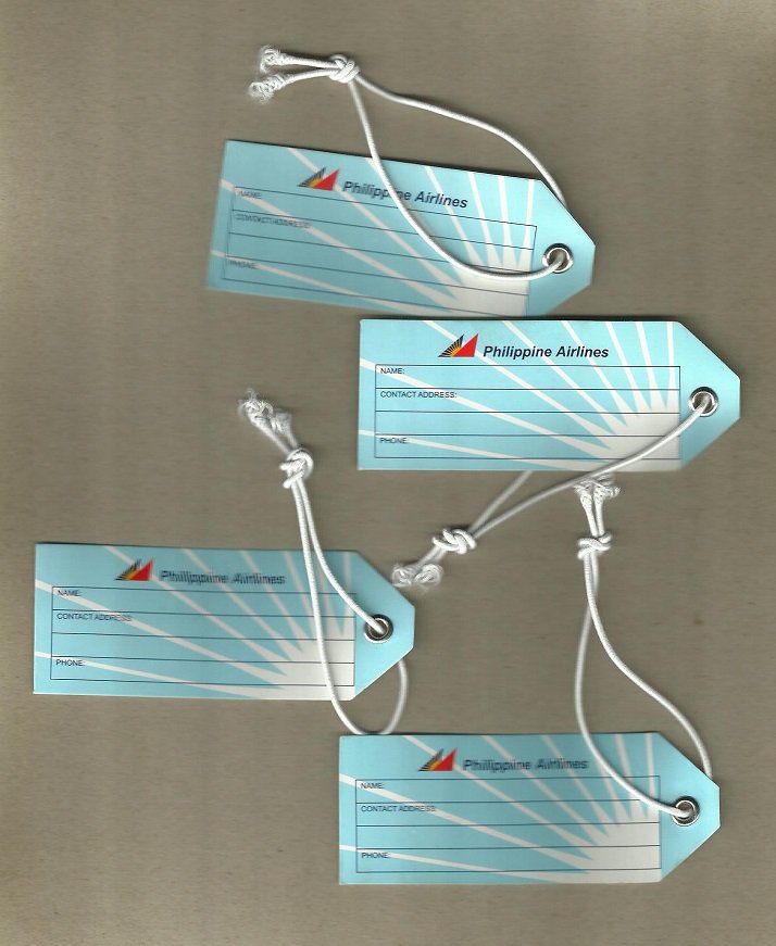 PHILIPPINE AIRLINES FOUR NEW AND PERFECT LUGGAGE BAGGAGE TAG CARDS