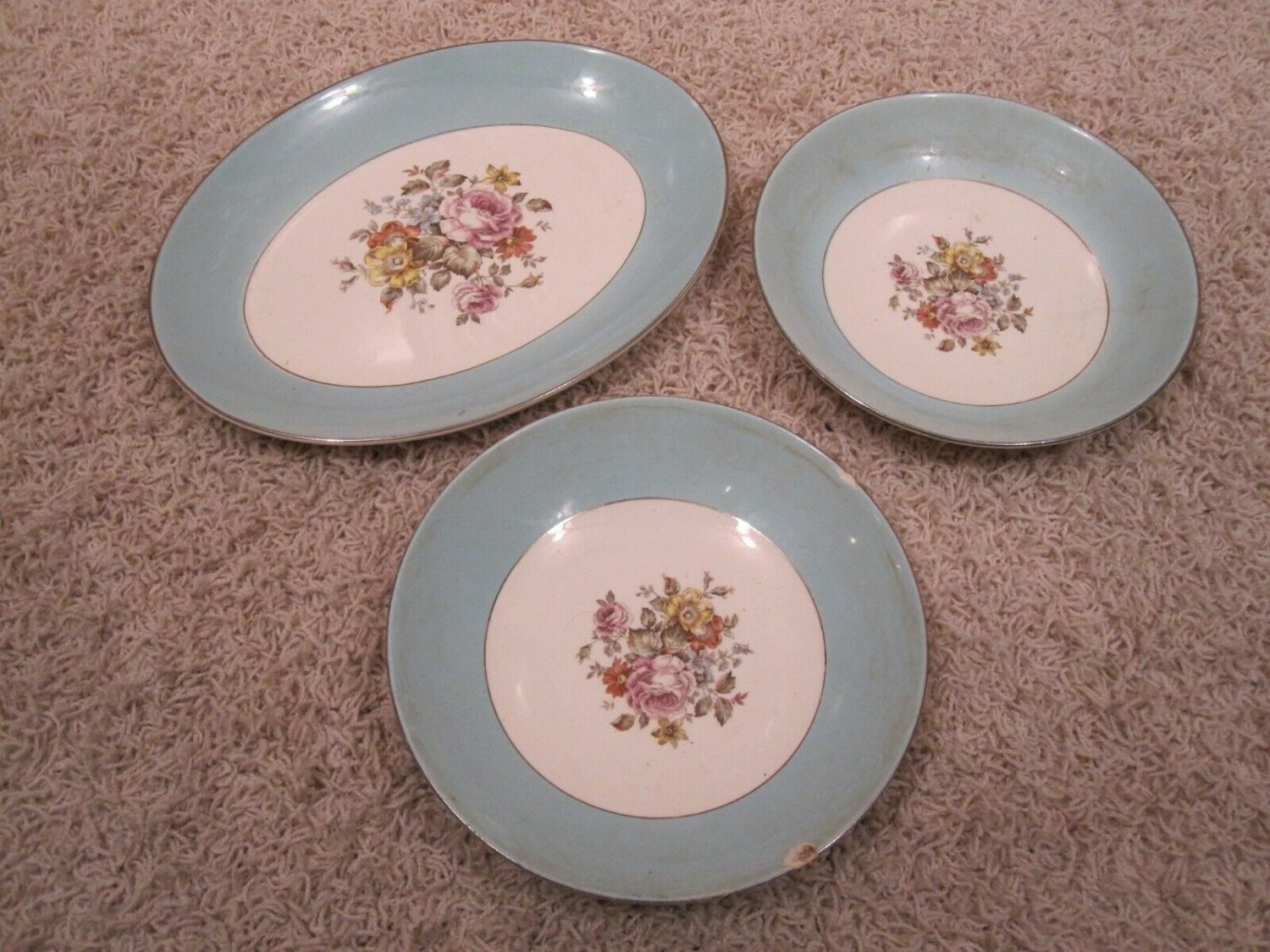 3 VINTAGE ANTIQUE CUNNINGHAM & PICKETT HAND DECORATED DANUBE DISHES ...