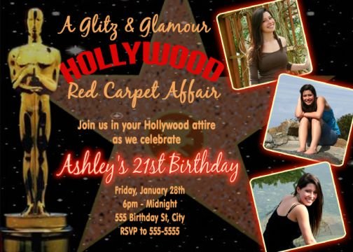 HOLLYWOOD CELEBRITY PARTY BIRTHDAY INVITATIONS