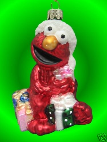SESAME STREET MUPPETS ELMO GLASS CHRISTMAS ORNAMENT NIB